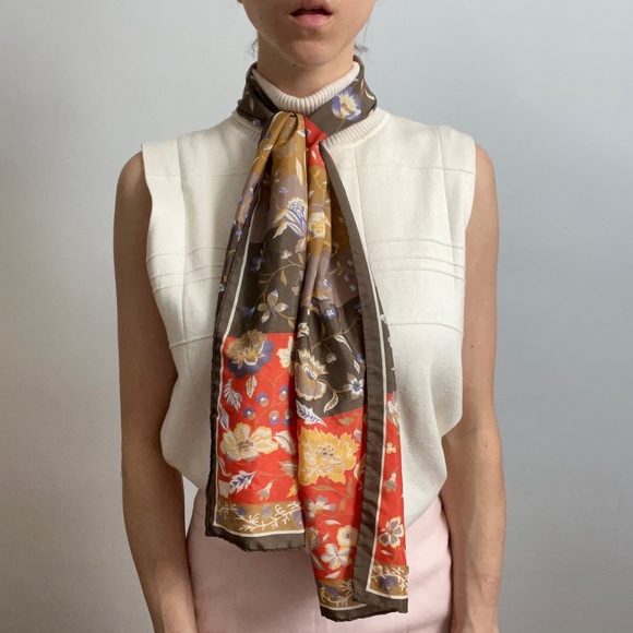 Vintage | Accessories | Vintage Floral Botanical Scarf | Poshmark